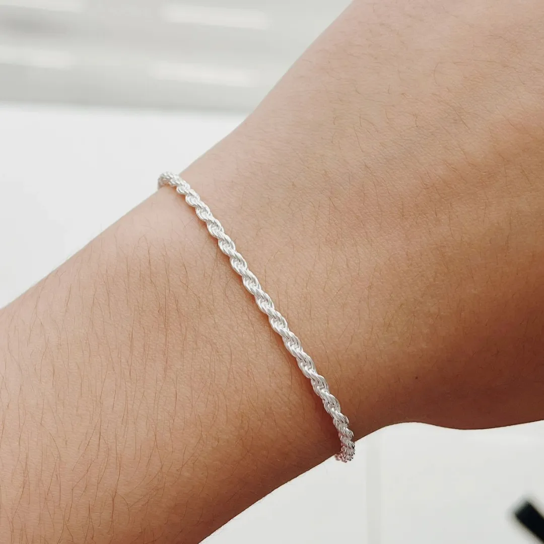 PULSEIRA CORDÃO BAIANO 2MM. 18CM DE COMPRIMENTO. EM PRATA 925. - Milene Hang Acessórios